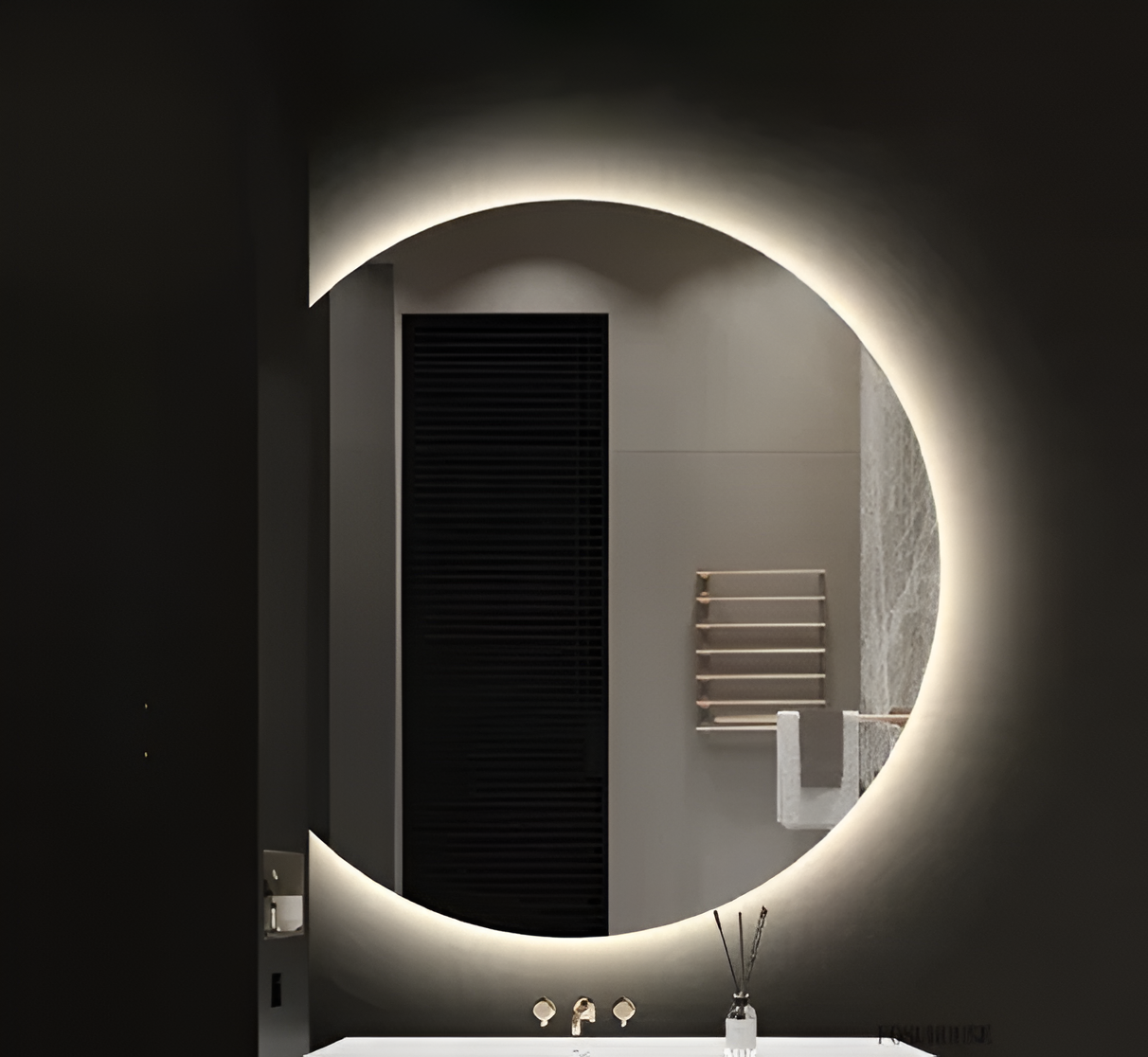 Oglinda LED Semiluna 54x60 - Arcana Touch Sistem Dezaburire, Dimabila ...