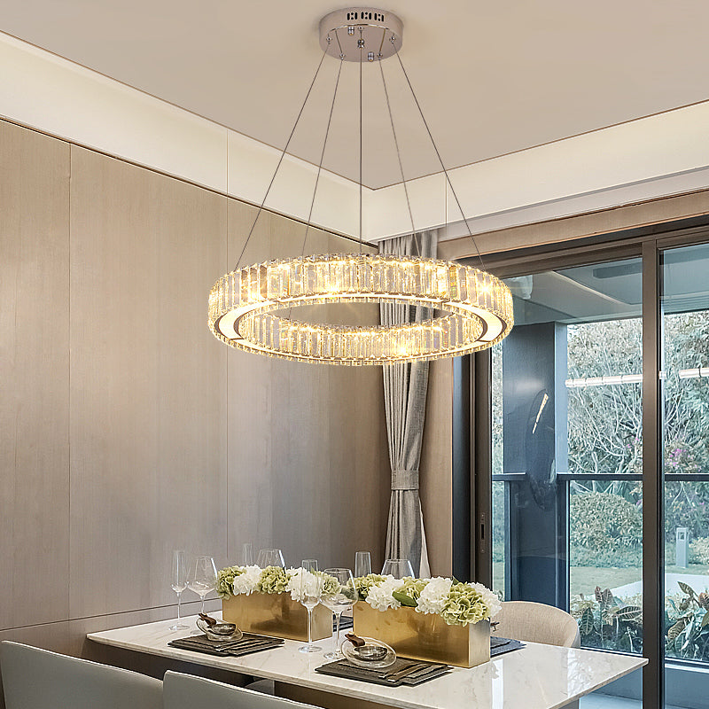Lustra LED LLC130/1CH, Cristal si Metal, 31W, 1 Cerc, Dimabila, Inalti ...