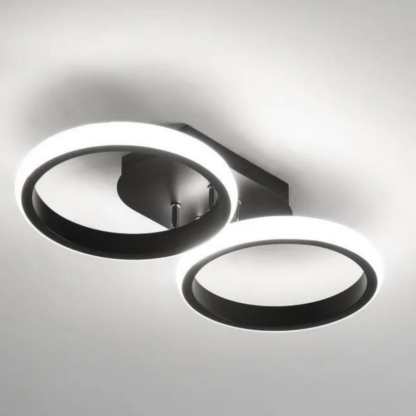 Lustra LED Celio , 16W, 2 Cercuri, Lumina Rece/Calda/Neutra, Negru ...