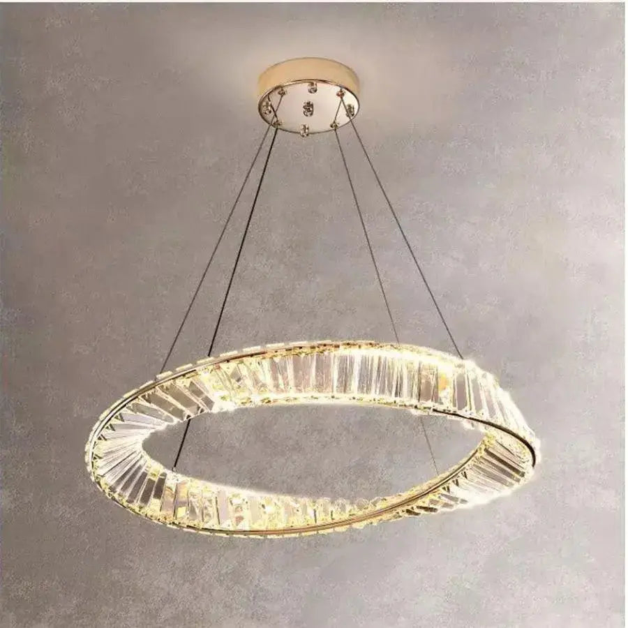 Lustra LED suspendata cu telecomanda si cristal CAIRO 36W, 1 Cerc, lum ...
