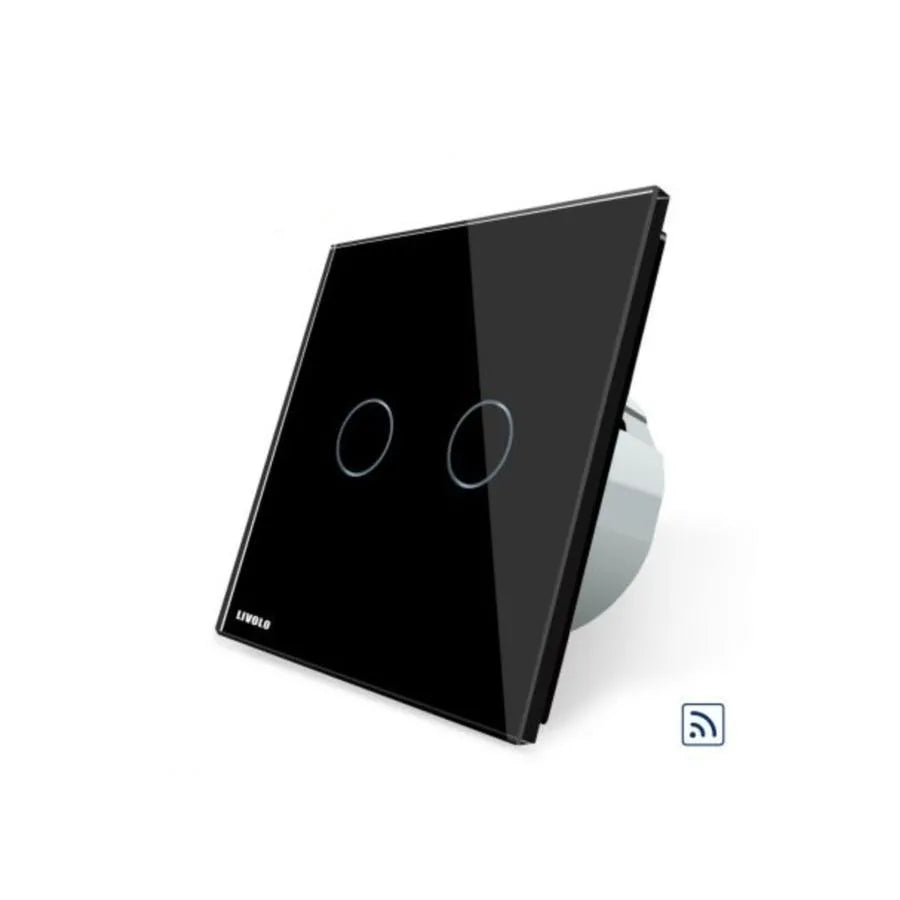 Intrerupator Touch Wireless, Dublu, Negru, Sticla Securizata, Livolo ...