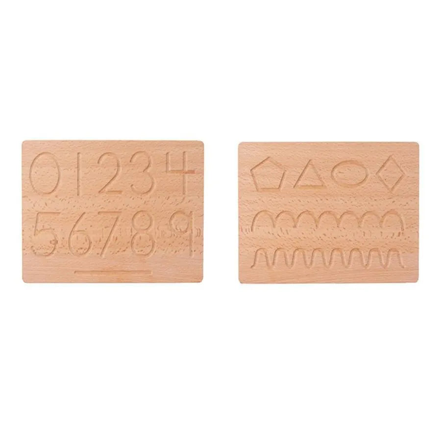 Tablita Dubla Educativa cu Numere si Forme Geometrice, 2 Piese, Lemn ...