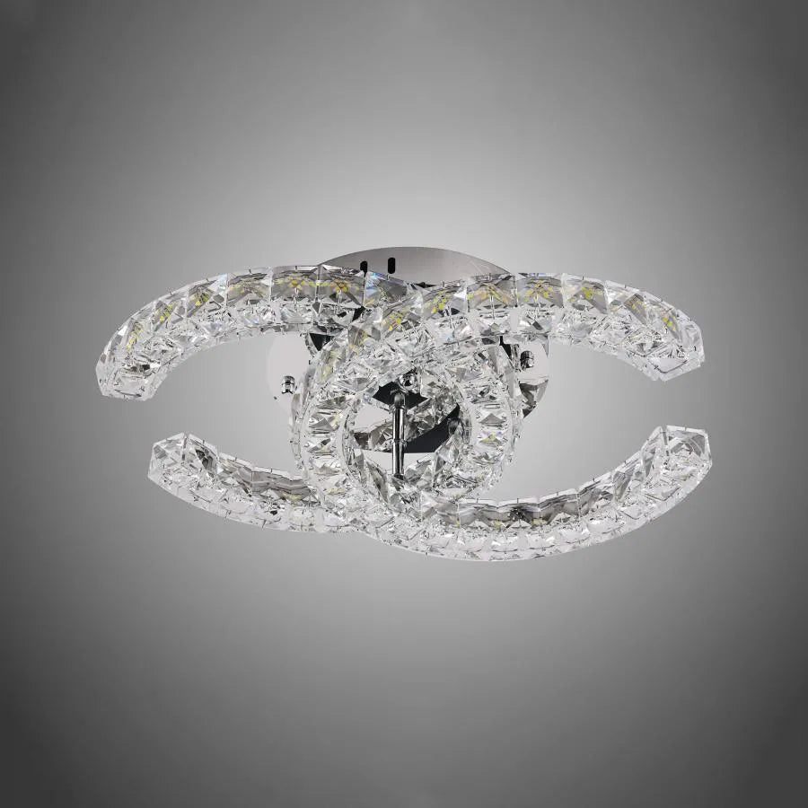 Lustra LED Cristal cu Telecomanda Shia 56W Dimabila Argintiu